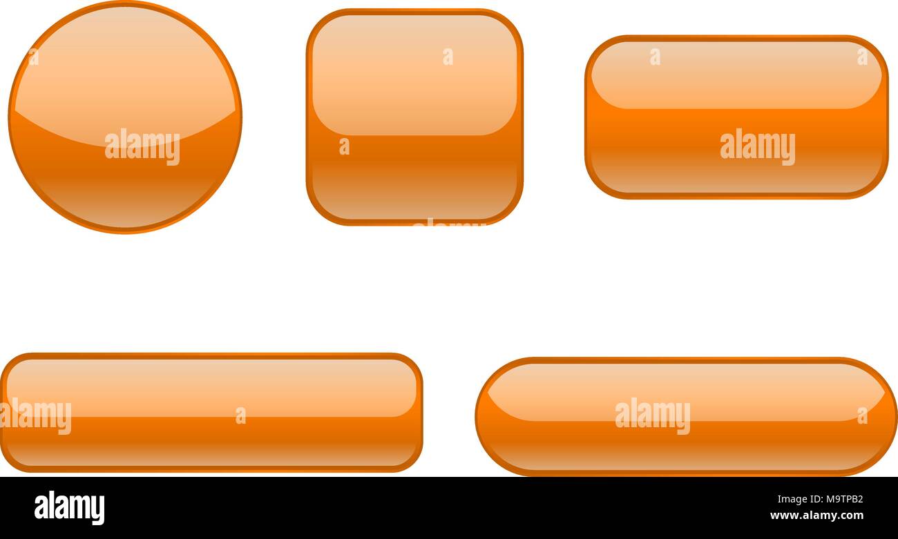 Orange buttons. Collection of matted shaped signs Stock Vector Image ...