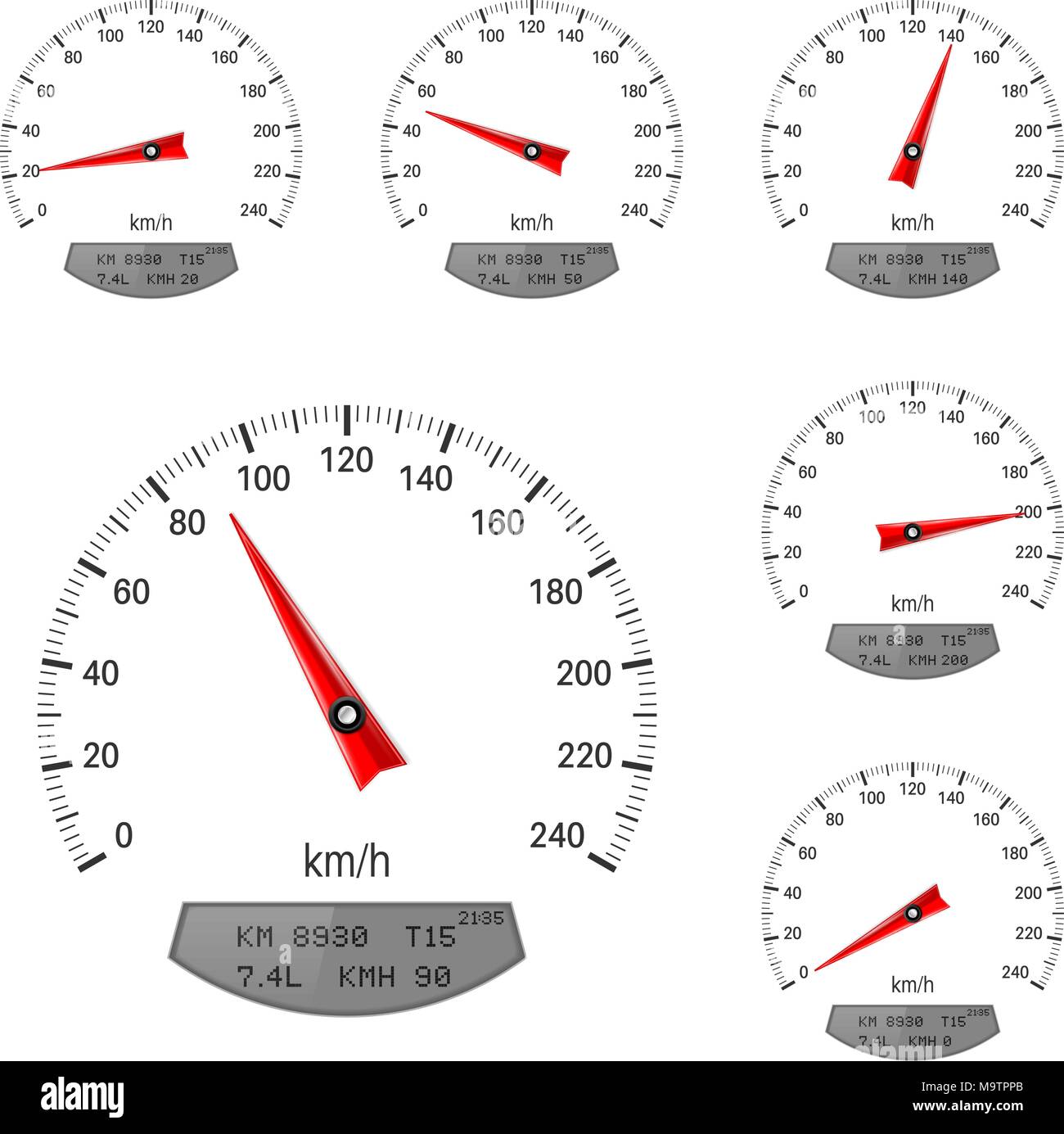Speedometers. Round speed scale Stock Vector Image & Art - Alamy