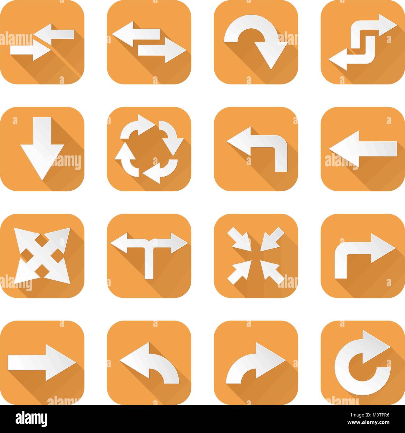 Orange set of arrow icons Stock Vector Image & Art - Alamy