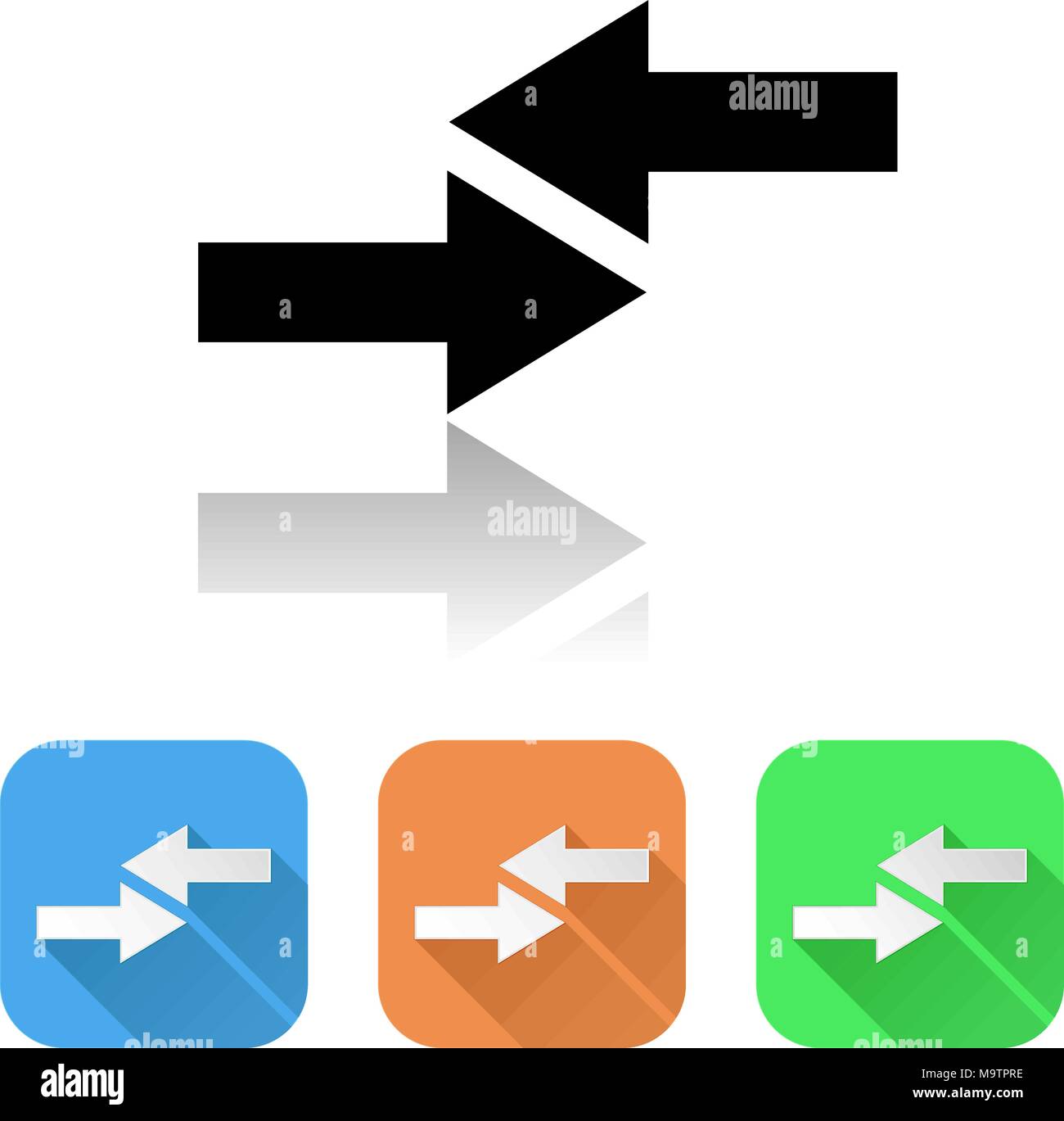 Arrows icon. Colored set of right and left arrow symbols Stock Vector ...