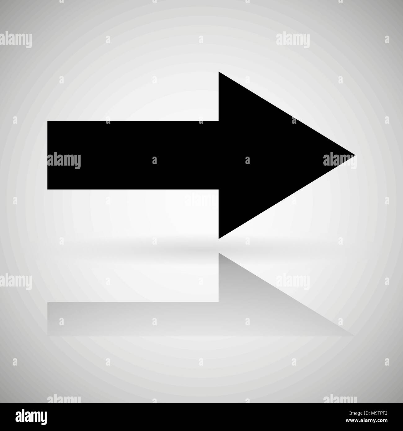 Black arrow. Straight right sign with reflection Stock Vector Image ...
