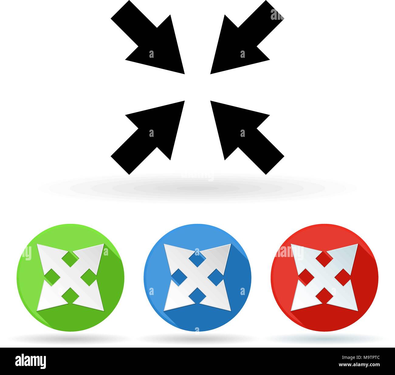 Arrows icon. Colored set of center arrow signs Stock Vector Image & Art ...