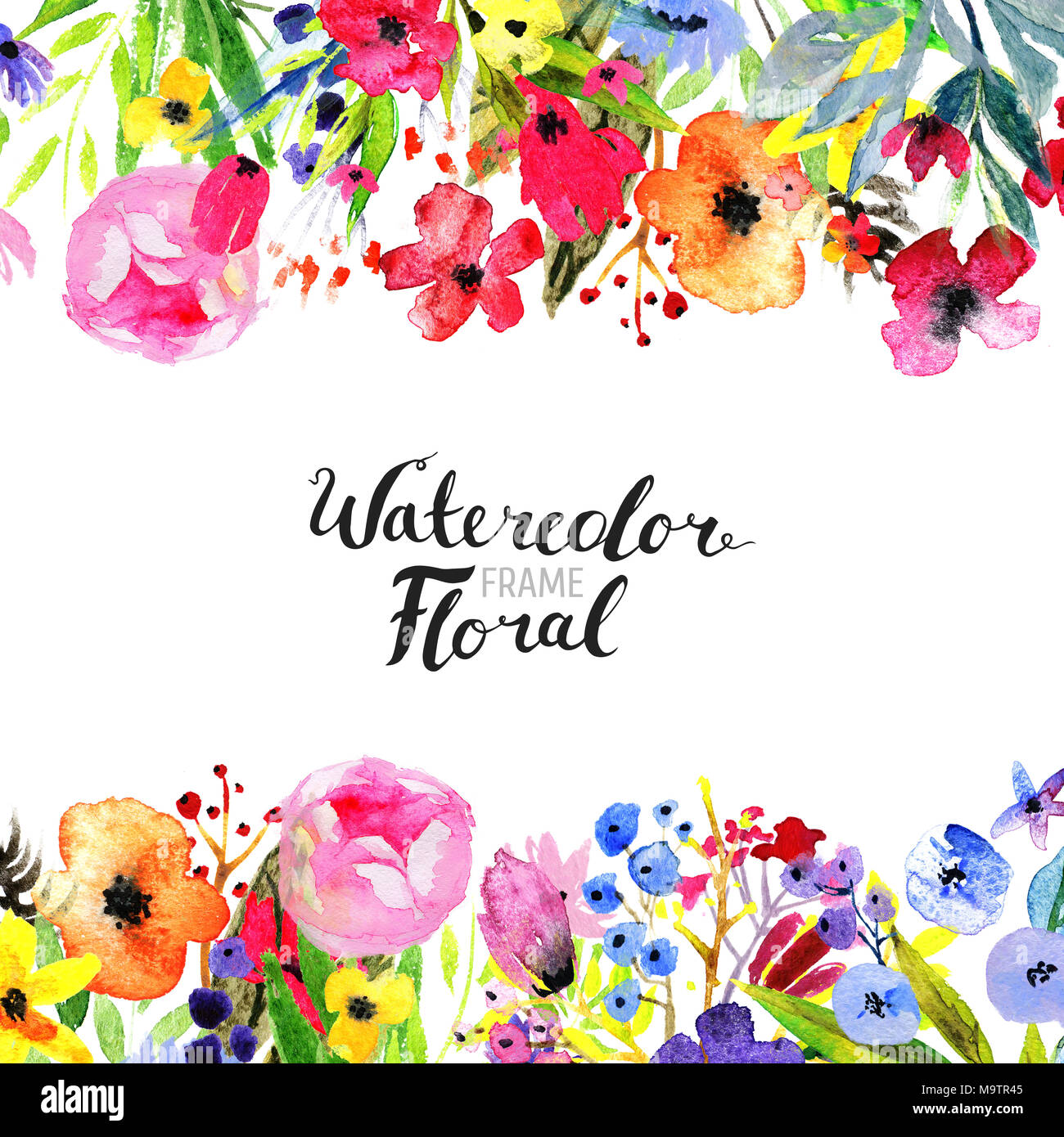 Watercolor Flower Border Stock Photo - Alamy