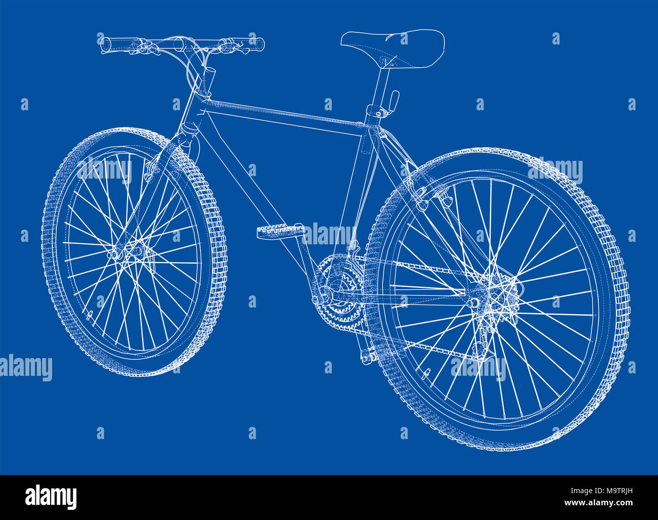 Bicycle blueprint 3d illustration Stock Photo - Alamy