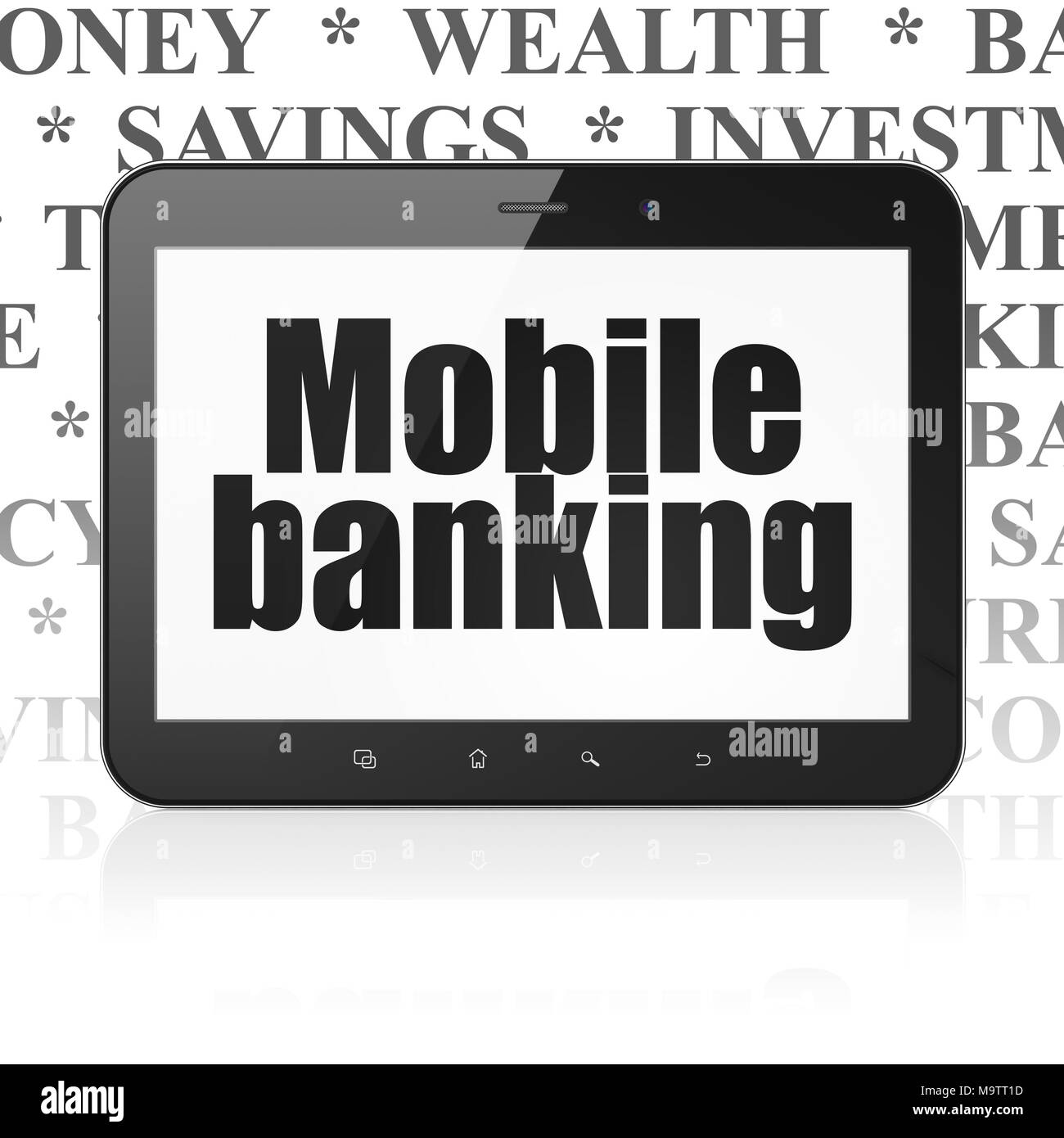 Money concept: Tablet Computer with Mobile Banking on display Stock ...