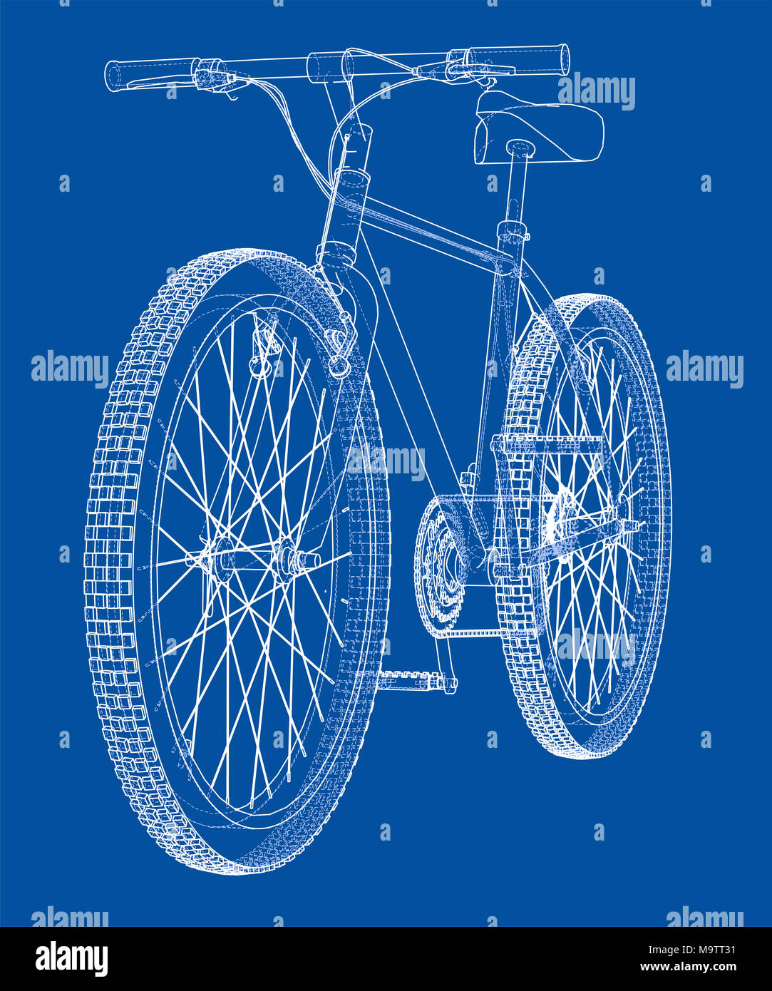 Bicycle blueprint 3d illustration Stock Photo - Alamy