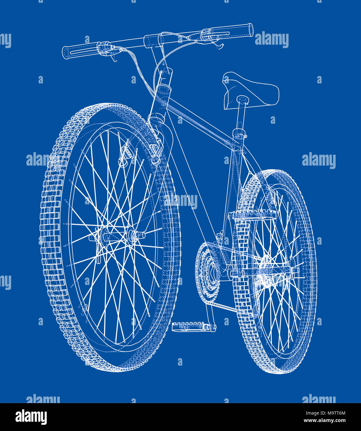Bicycle blueprint 3d illustration Stock Photo - Alamy