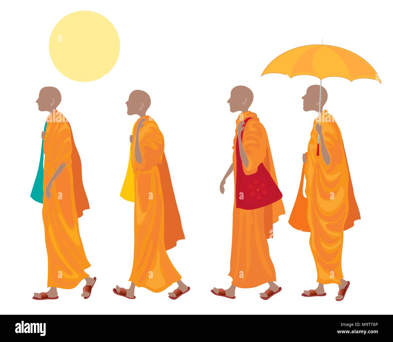 Buddhist monks wearing orange robes Stock Vector Images - Alamy