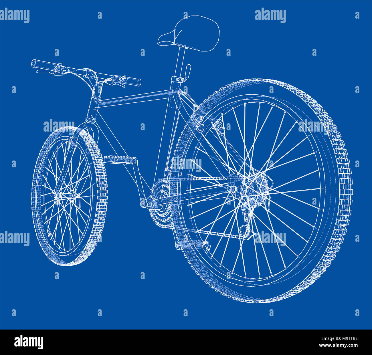 Bicycle blueprint 3d illustration Stock Photo - Alamy