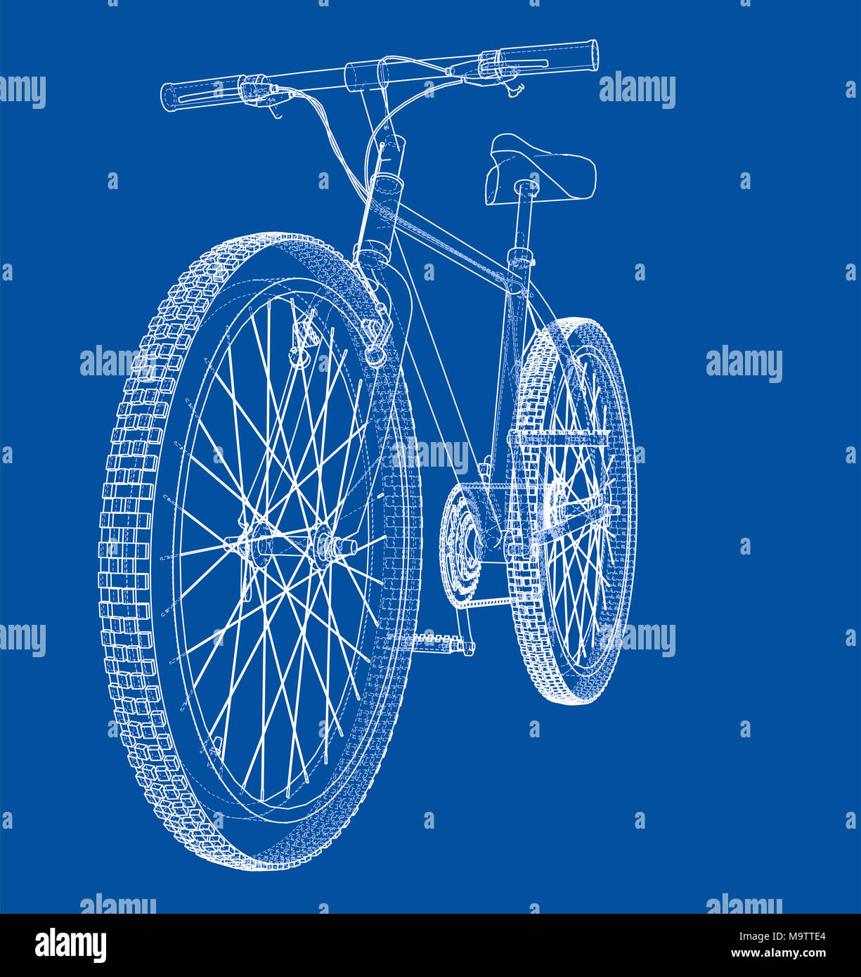 Bicycle blueprint 3d illustration Stock Photo - Alamy