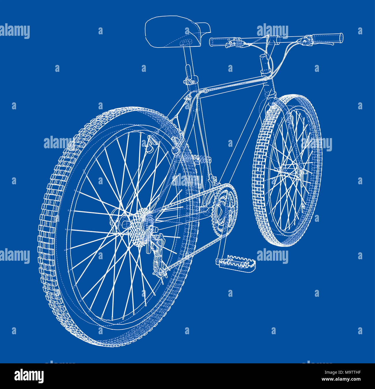 Bicycle blueprint 3d illustration Stock Photo - Alamy