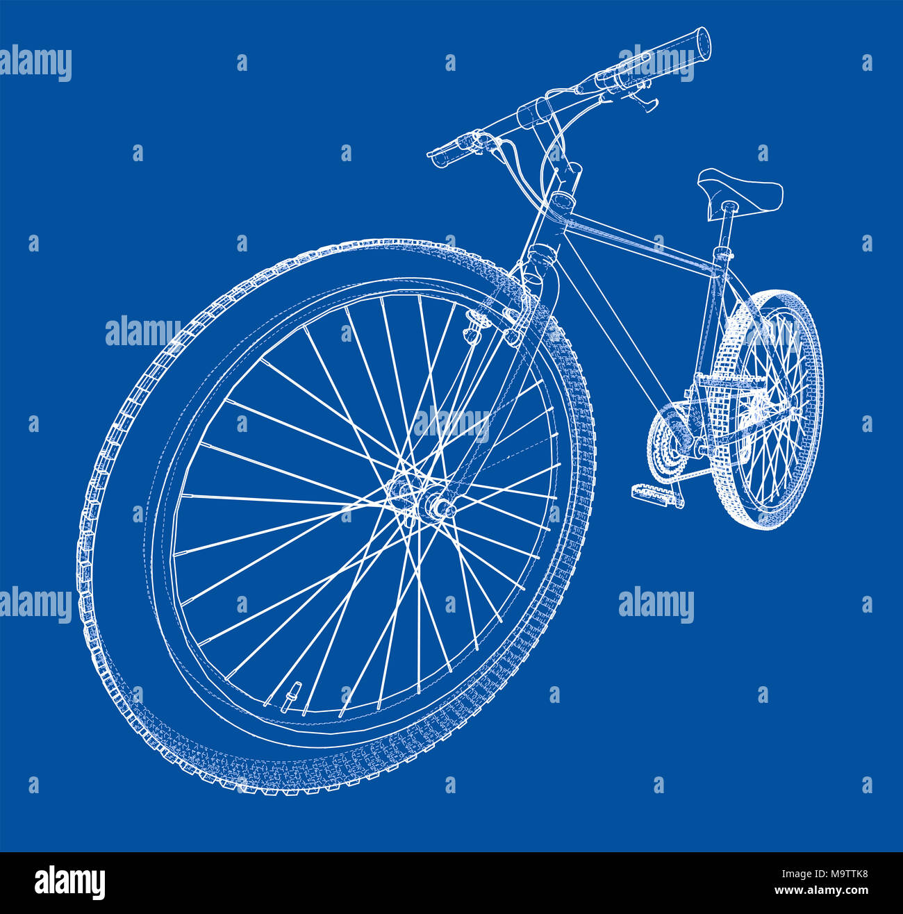 Bicycle blueprint 3d illustration Stock Photo - Alamy