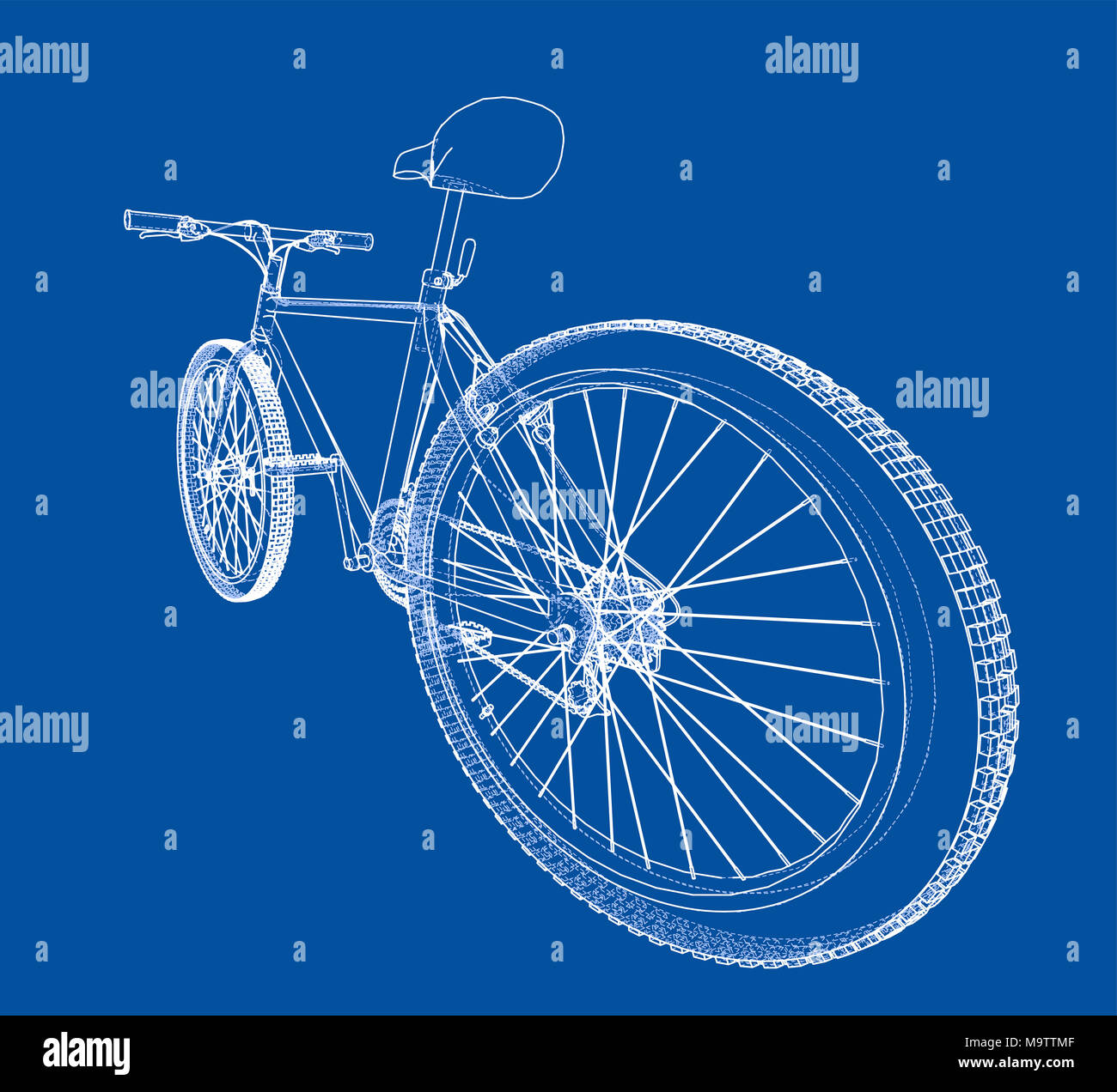 Bicycle blueprint 3d illustration Stock Photo - Alamy