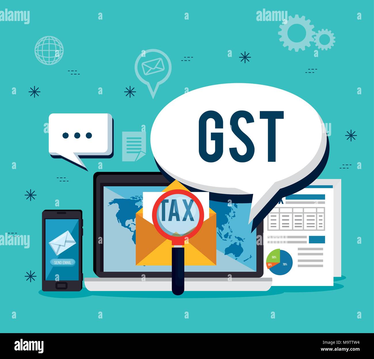 gst time set elements icons vector illustration design Stock Vector ...