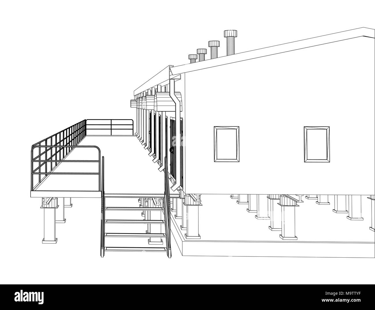 Wire Frame Industrial Building Stock Photo Alamy