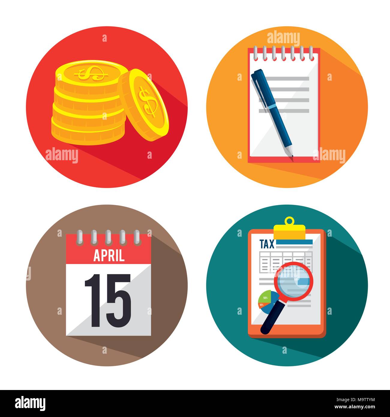 tax day time set icons vector illustration design Stock Vector Image ...