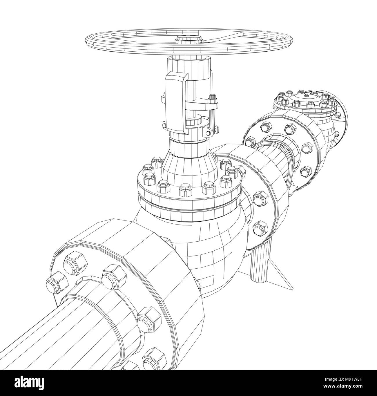 Wire-frame industrial valves Stock Photo - Alamy