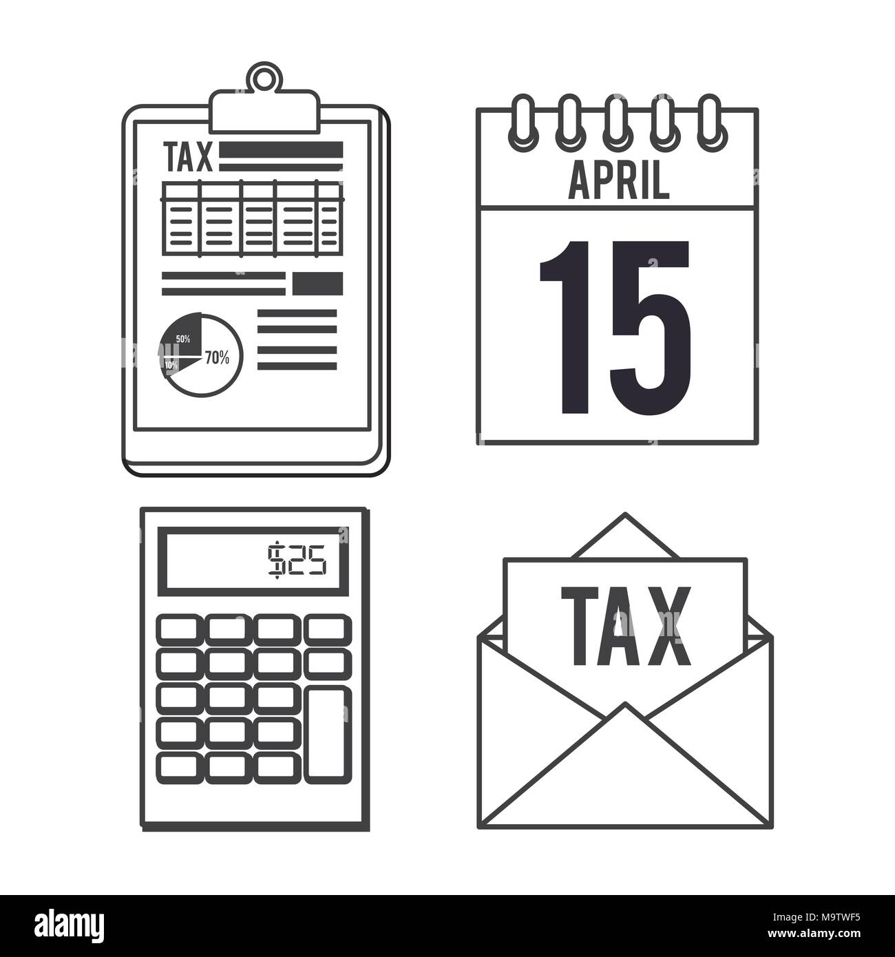 tax return time set icons vector illustration design Stock Vector Image ...
