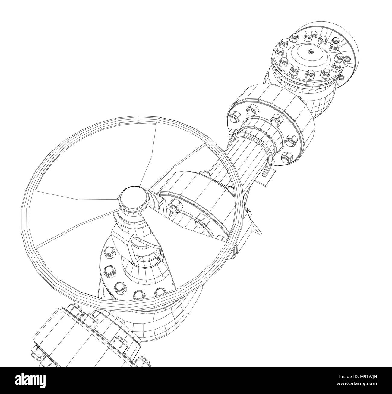 Wire-frame industrial valves Stock Photo - Alamy