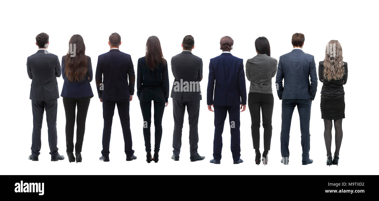 Back view group of business people. Rear view. Isolated over white ...