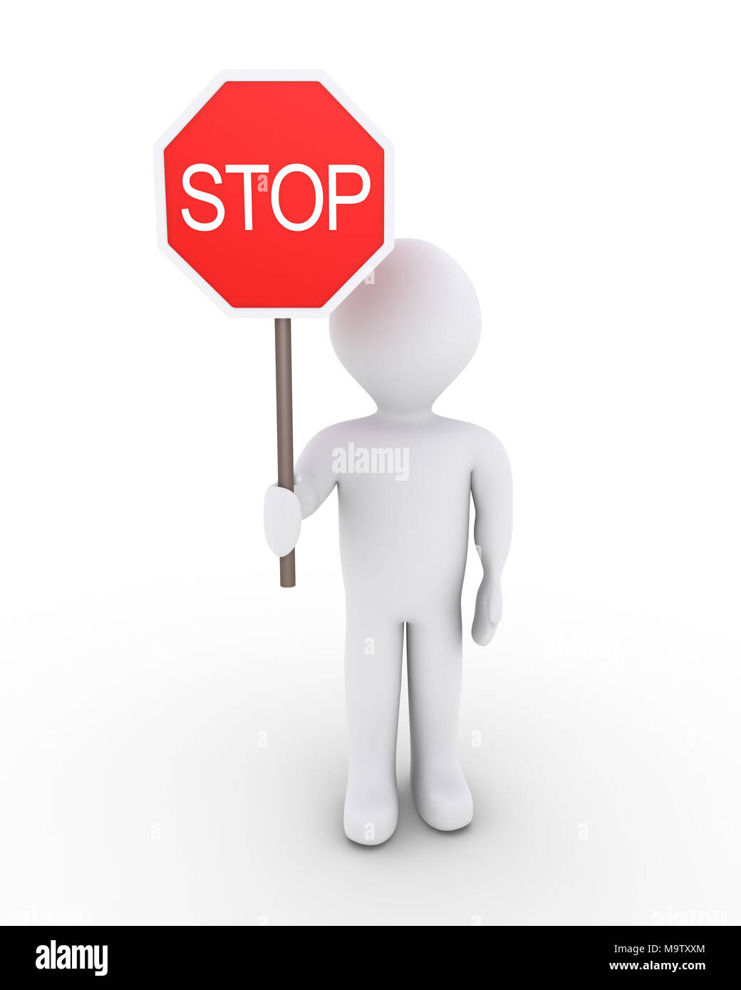3d person is holding a stop sign Stock Photo - Alamy
