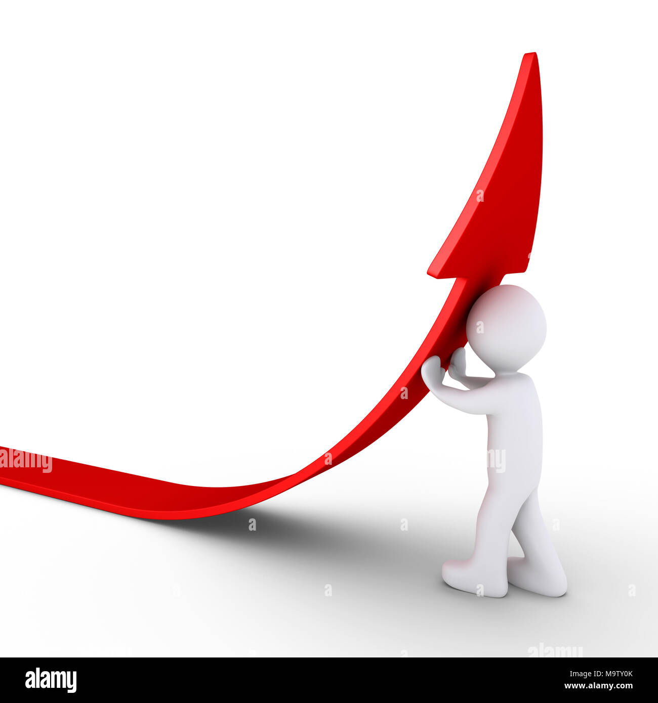 3d person is pushing an arrow in order to rise from the ground Stock ...