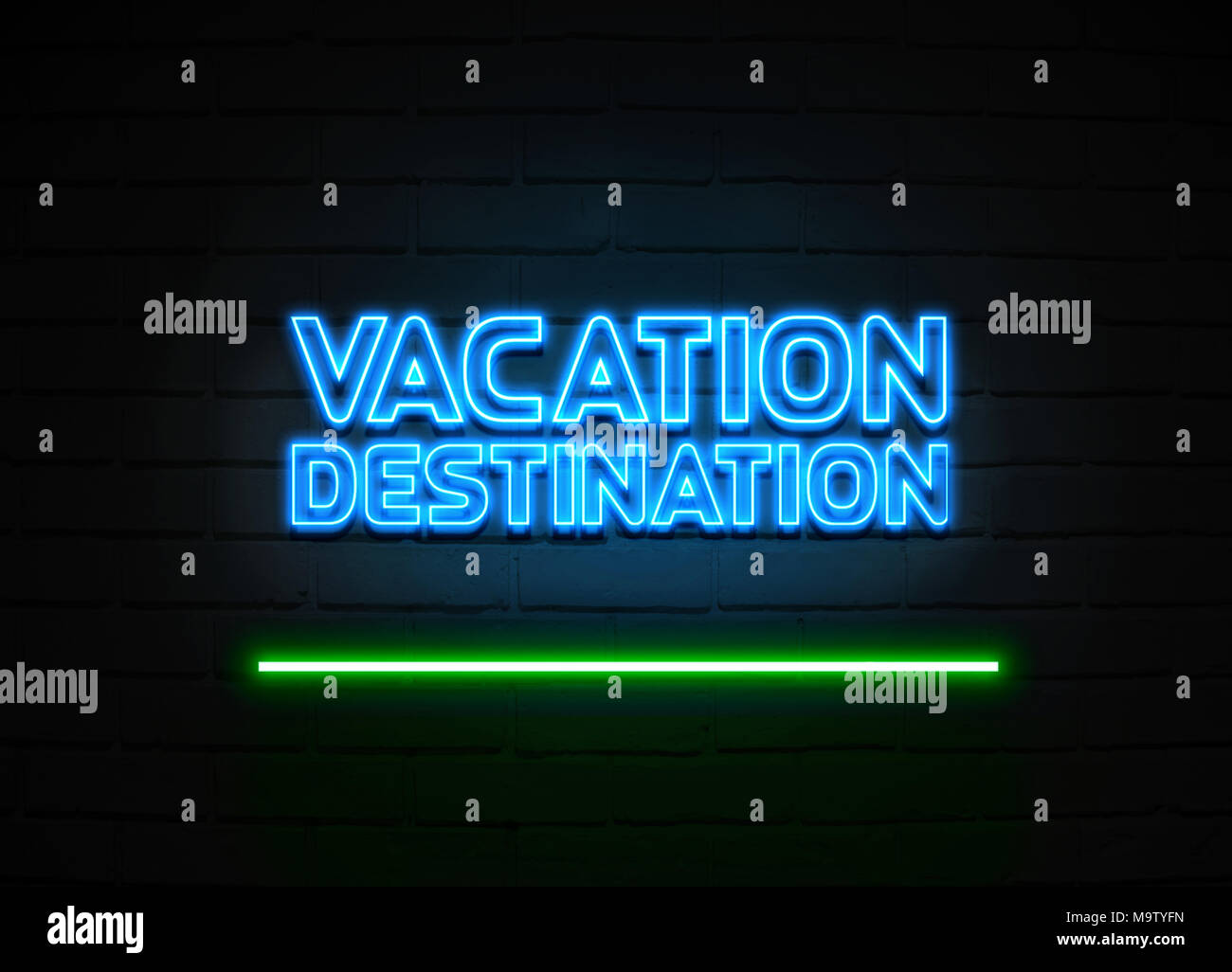 Vacation Destination neon sign - Glowing Neon Sign on brickwall wall ...