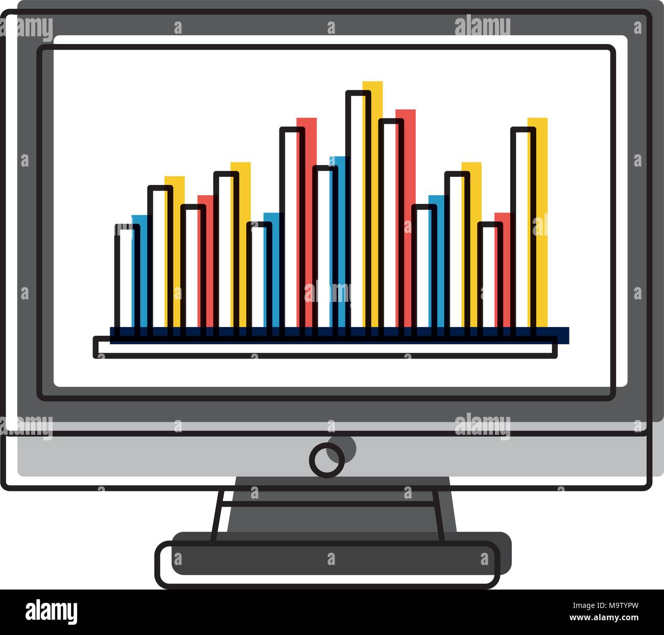 monitor computer tech with statistics Stock Vector Image & Art - Alamy