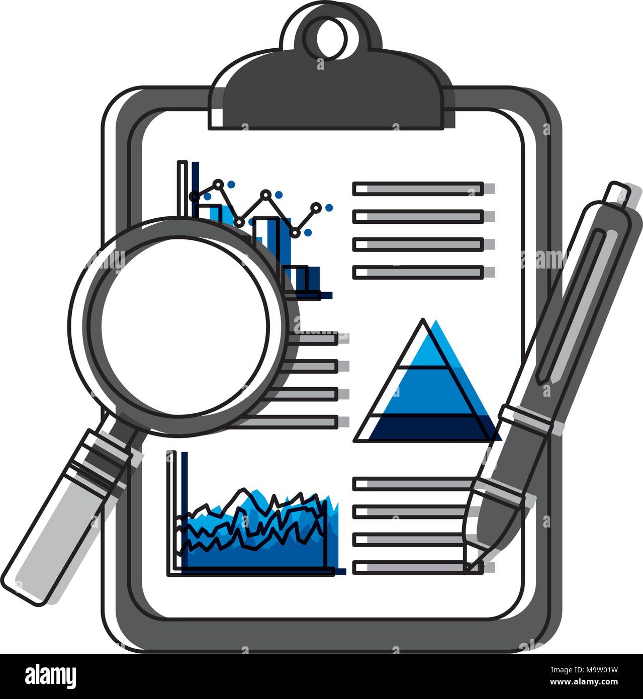 checklist with statistics and magnifying glass Stock Vector Image & Art ...