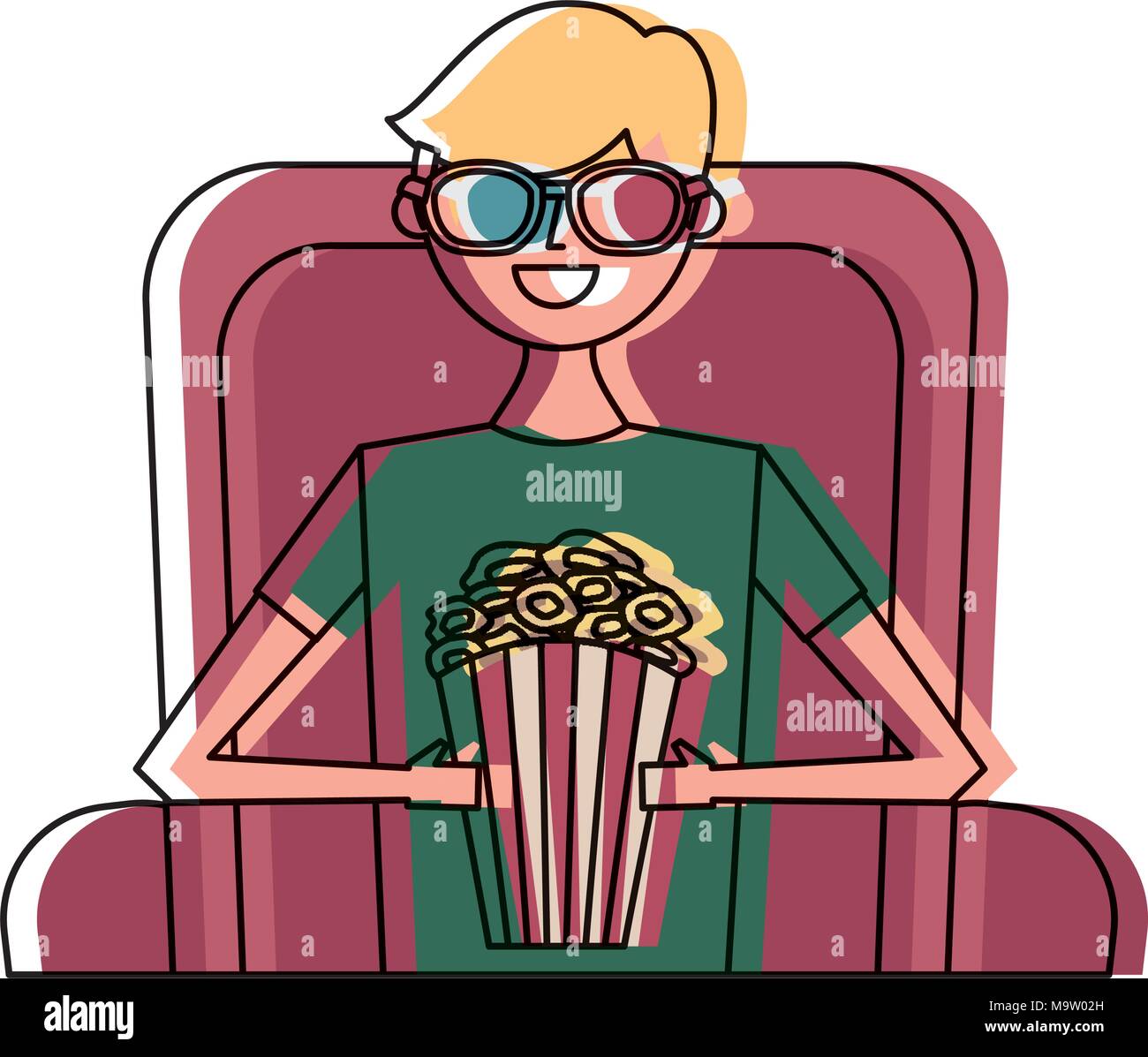 People watching screen in 3d glasses Stock Vector Images - Alamy