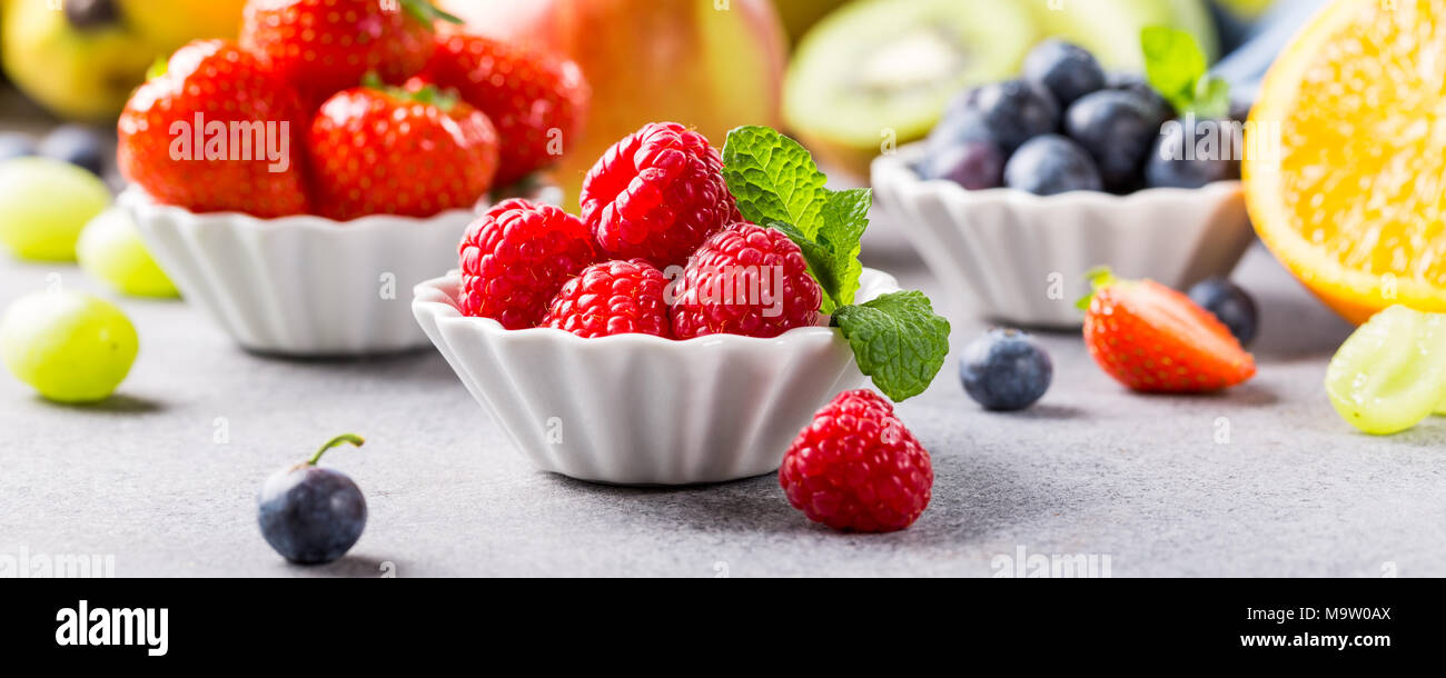 Fresh assorted fruits and berries Stock Photo - Alamy
