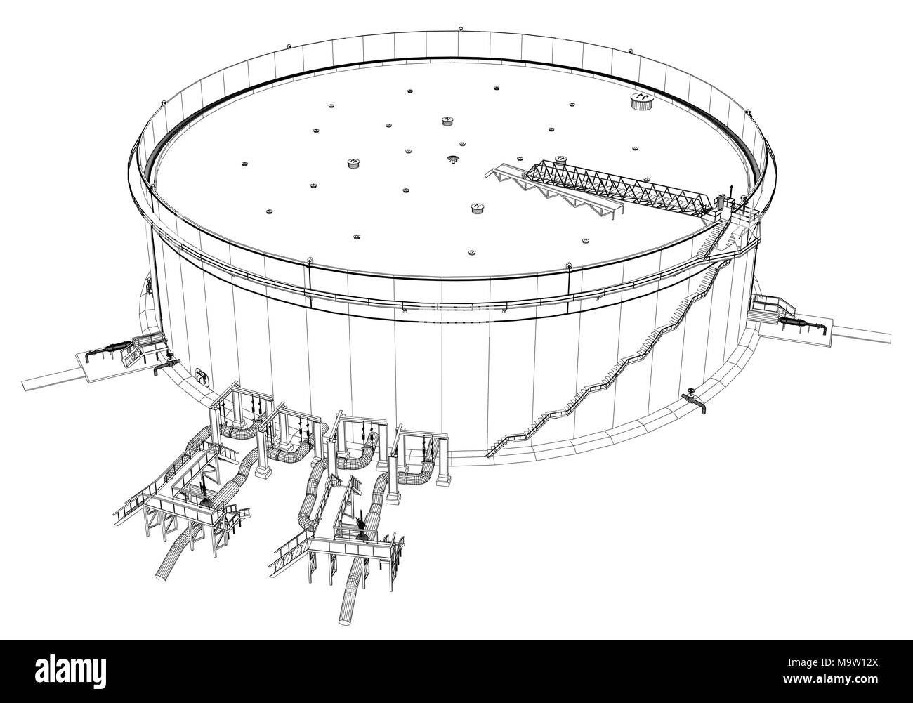 Wire-frame oil tank Stock Photo - Alamy