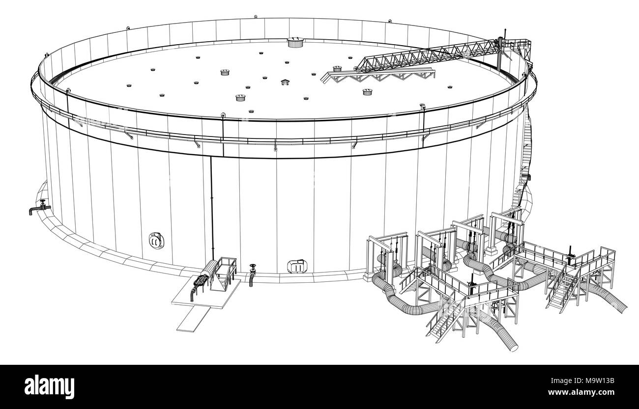 Wire-frame oil tank Stock Photo - Alamy