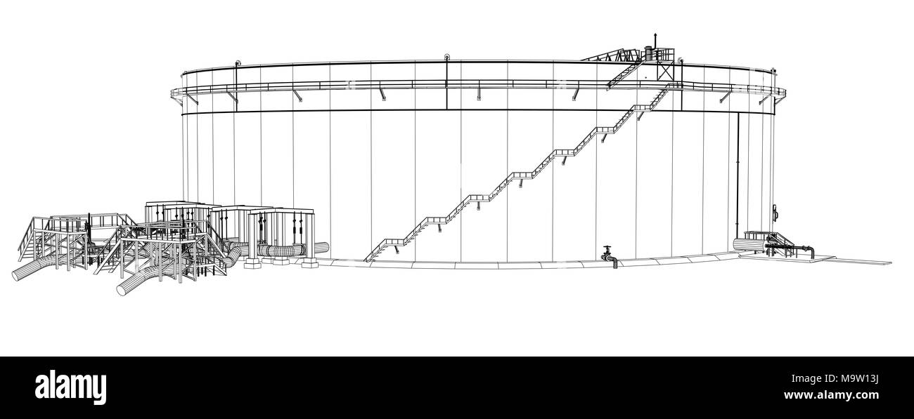 Wire-frame oil tank Stock Photo - Alamy