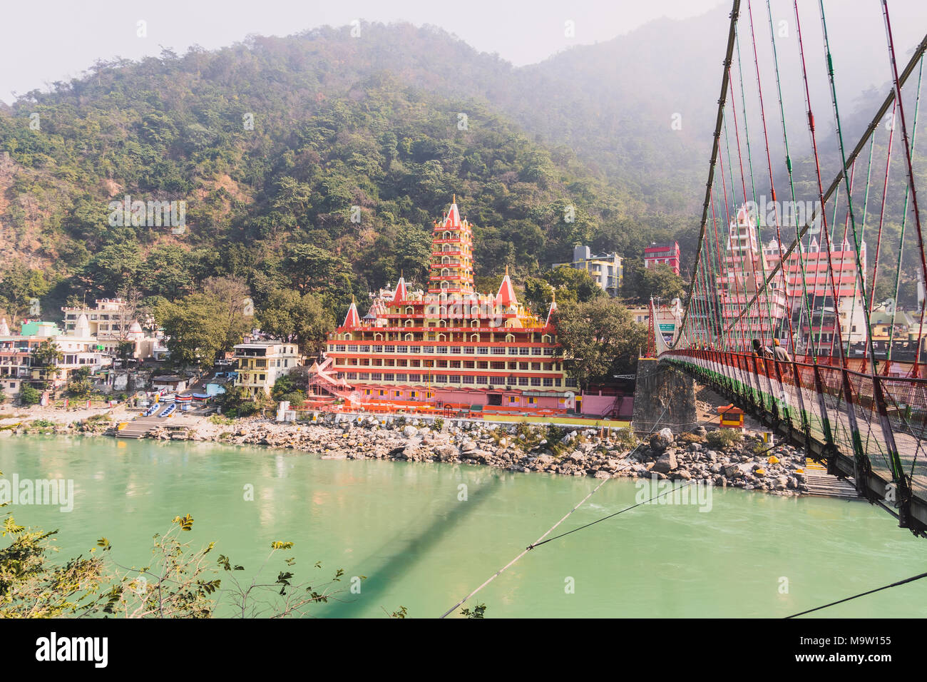 RISHIKESH, Uttarakhand, INDIA - NOVEMBER 02, 2016. Panoramic view of ...