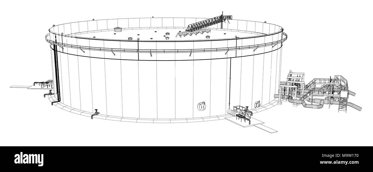 Wire-frame oil tank Stock Photo - Alamy