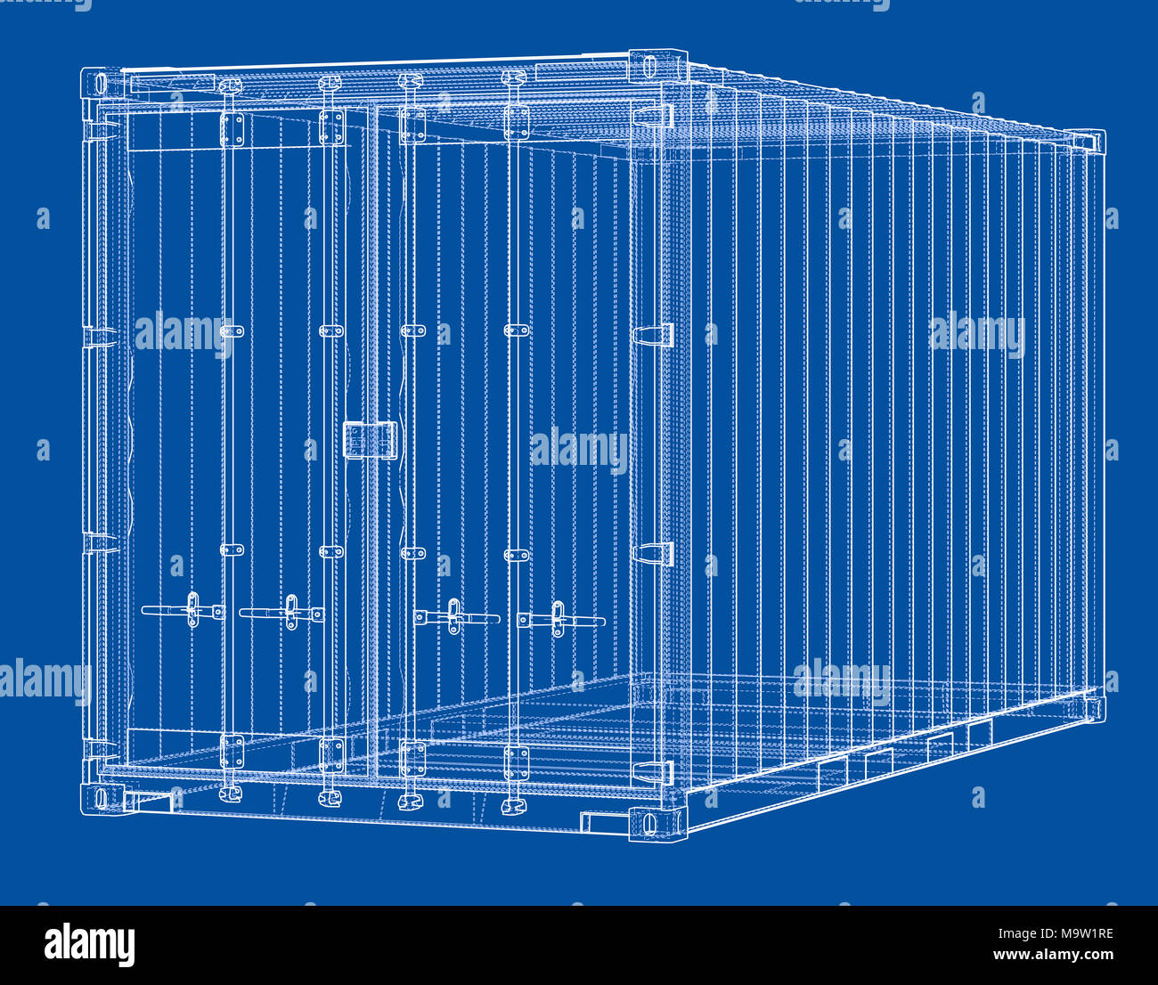 Cargo container. Wire-frame style Stock Photo - Alamy