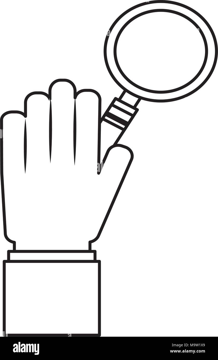 hand with magnifying glass isolated icon Stock Vector Image & Art - Alamy