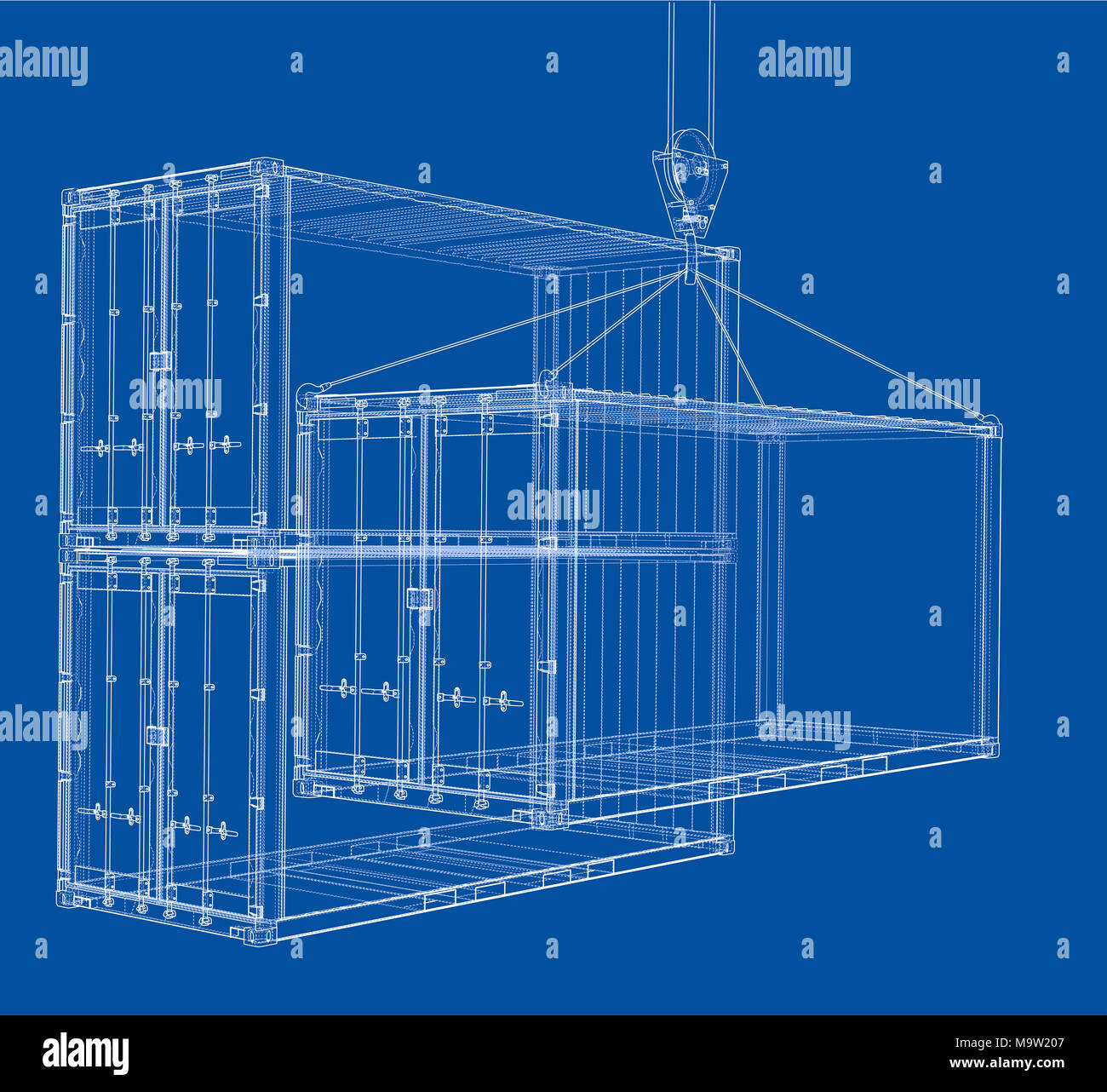 Cargo container. Wire-frame style Stock Photo - Alamy