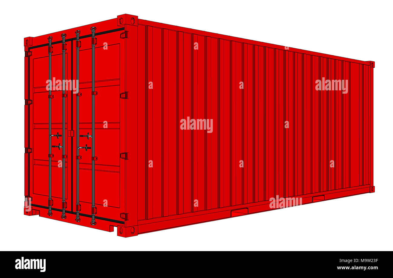 Red cargo container Stock Photo - Alamy