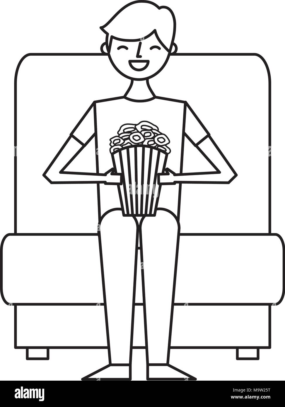 man watching movie in cinema and eating snacks Stock Vector Image & Art ...