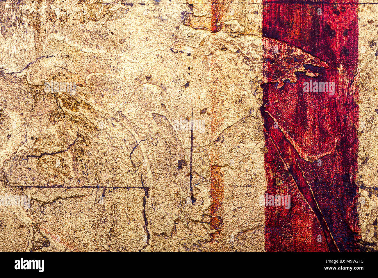 Red with golden bumpy wall stucco texture background Stock Photo - Alamy