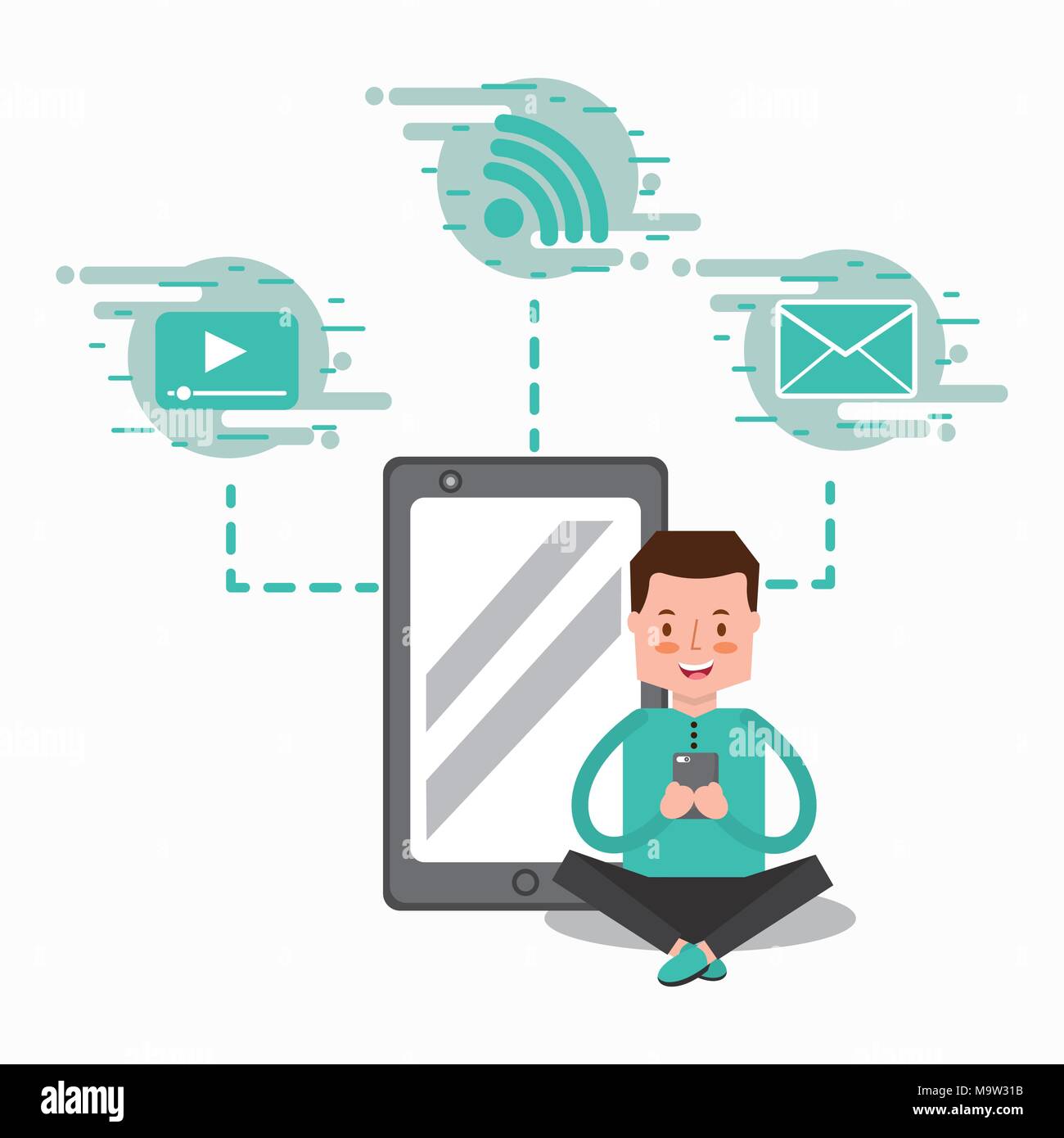 Cell phone man stylish Stock Vector Images - Alamy