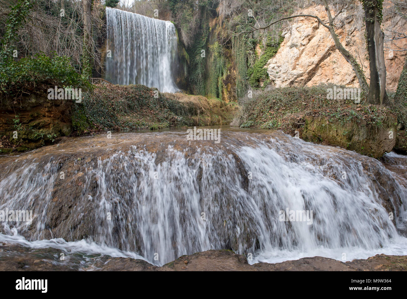 Waterfall in the stone monastery in Aragon, Spain Stock Photo - Alamy