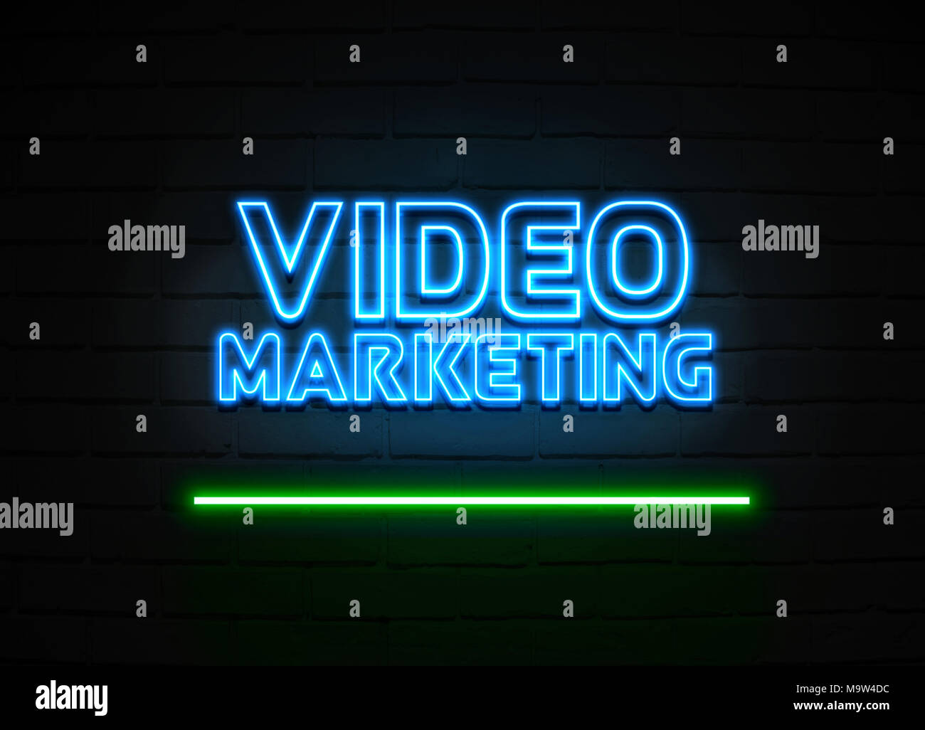 Blue and green Neon Sign On Brick Wall, night, promotion, advertising ...