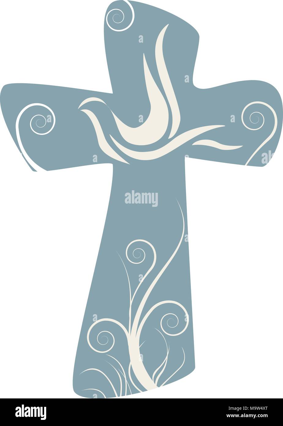 Isolated Christian cross with white dove as a sign of Holy Spirit on ...