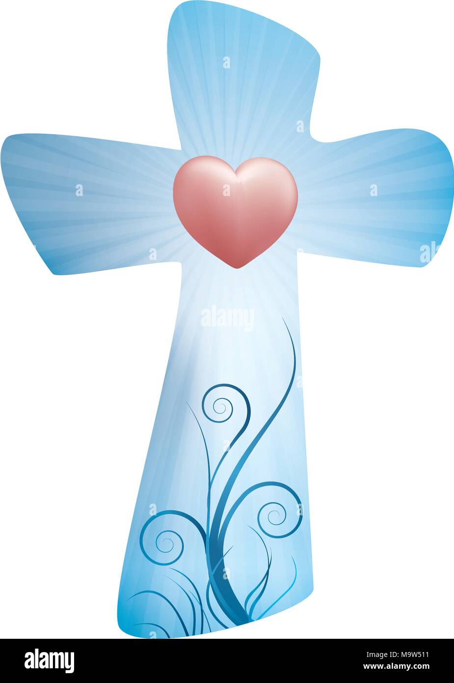Christian cross with rays and heart Stock Vector Image & Art - Alamy