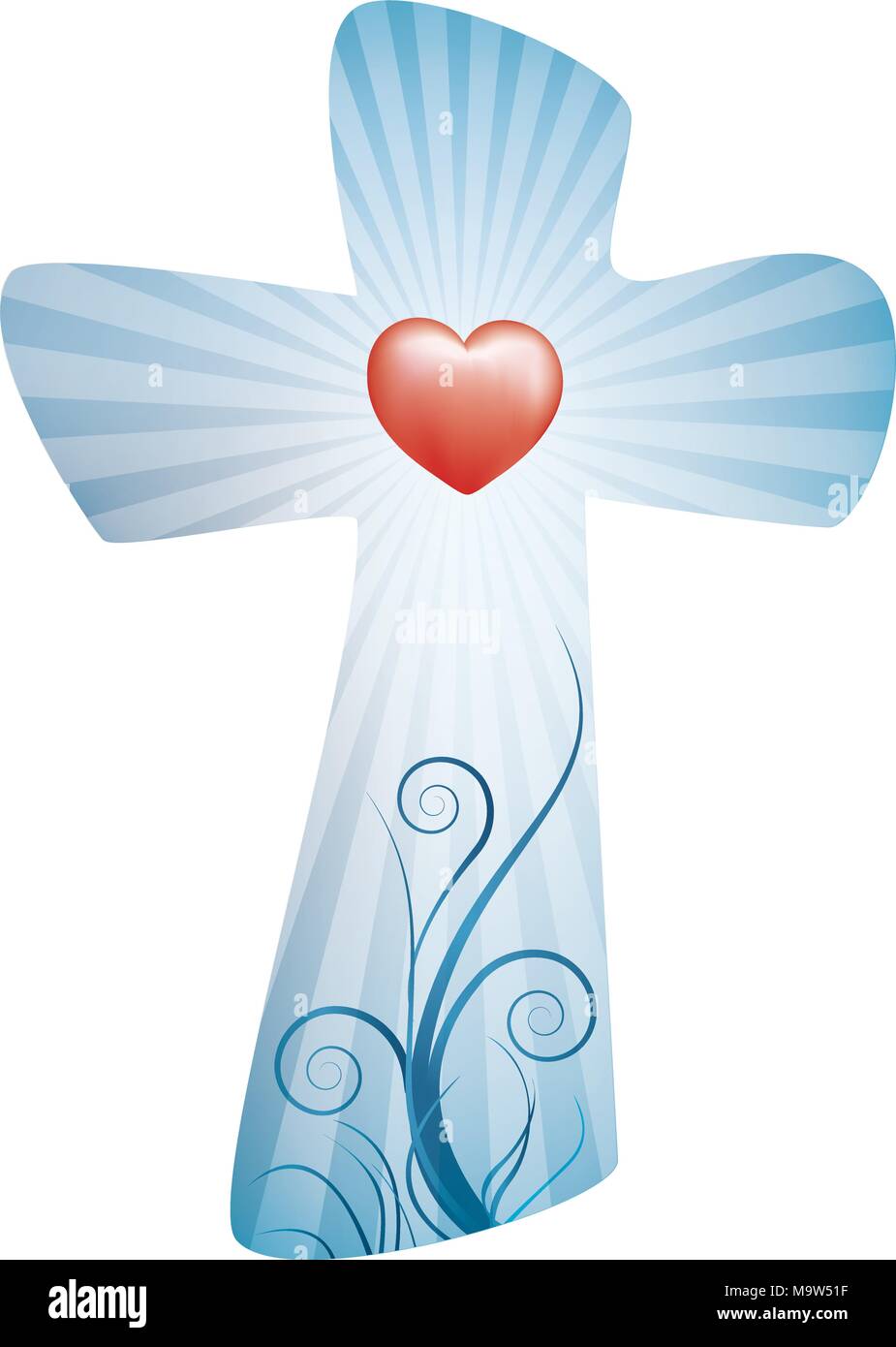 Christian cross with rays and heart Stock Vector Image & Art - Alamy