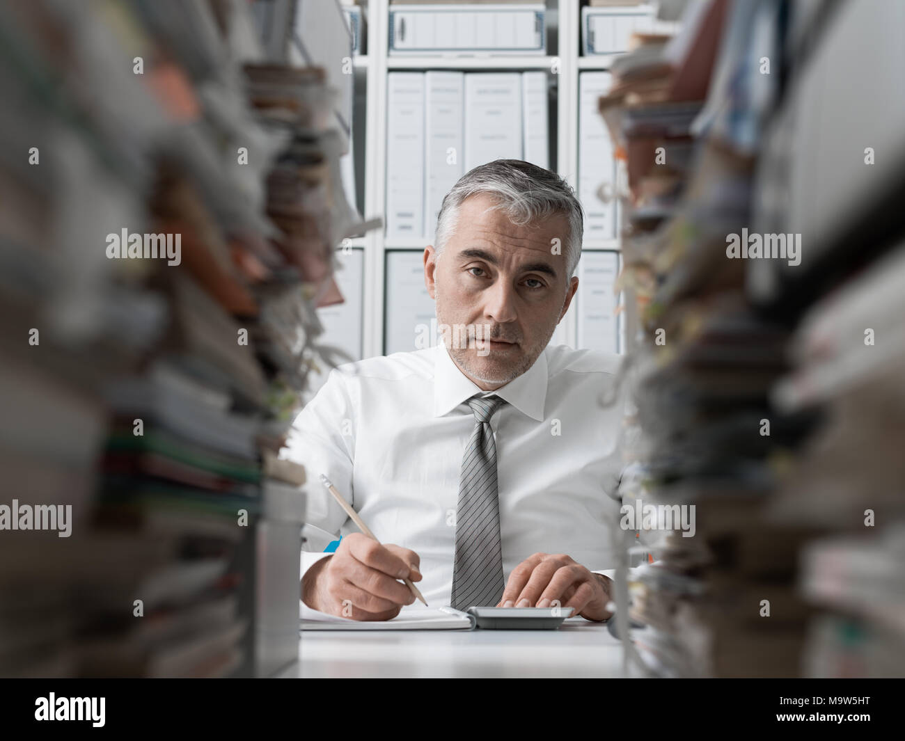 Desk papers stacks hi-res stock photography and images - Alamy