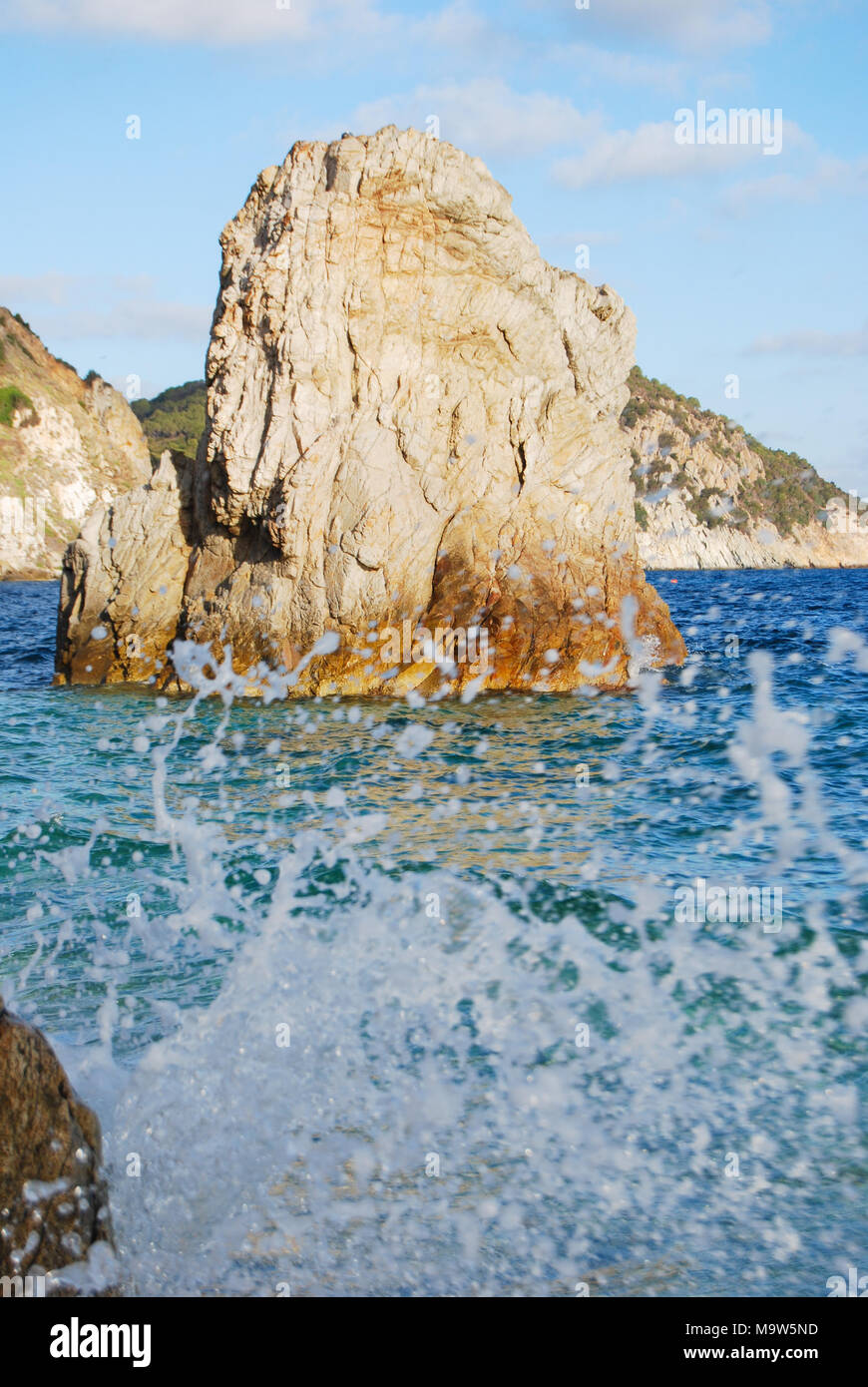 Panorama with reef on Sansone beach - Elba island - Italy Stock Photo ...